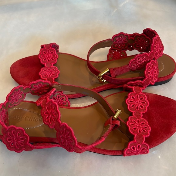 See By Chloe | Shoes | See By Chloe Sandals Ankle Strap Floral Detail ...